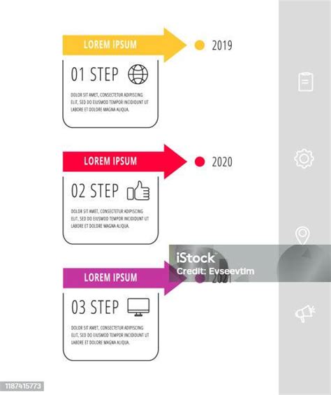 線向量資訊圖平面範本帶有箭頭的矩形用於三個圖表圖表流程圖時間表市場行銷演示帶有 3 個標籤的業務理念向量圖形及更多時間線 視覺教具圖片