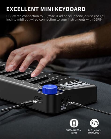 Lekato 25 Key Mini Midi Keyboard Controller Bluetooth Velocity Sensiti Lekato Buy Musical