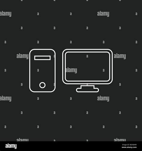 Computer Vector Illustration In Line Style Monitor Flat Icon Stock Vector Image Art Alamy