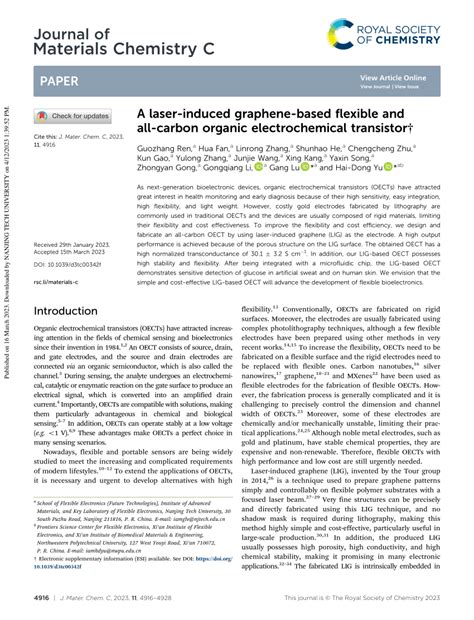 Pdf Laser Induced Graphene Based Flexible And All Carbon Organic Electrochemical Transistor