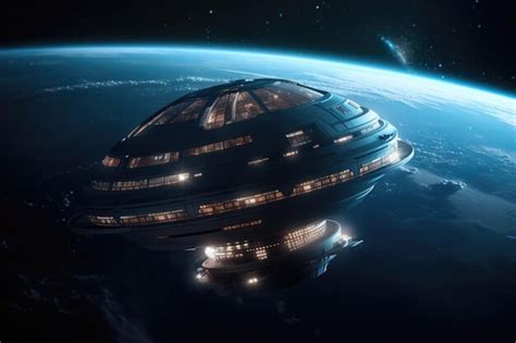 Premium AI Image Ufo Floating Outside Of Earth In The Space