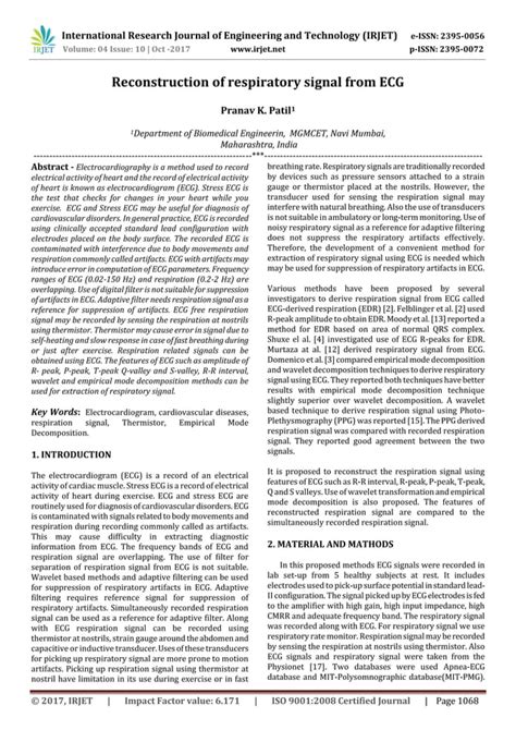 Reconstruction Of Respiratory Signal From ECG PDF