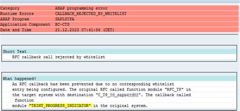 RFC Callback Call Rejected By Whitelist SAP Basis World