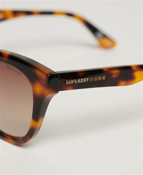 Womens Sdr Britanny Sunglasses In Tortdark Brown Fade Superdry