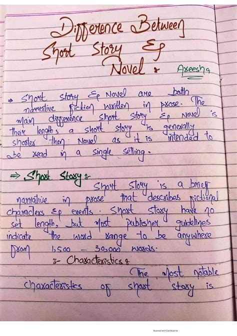 Solution Difference Between Short Story And Novel Studypool