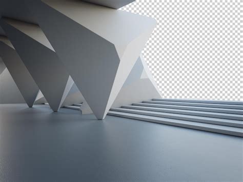Premium Psd Geometric Shapes Structure On Gray Concrete Floor Abstract Architecture Design 3d
