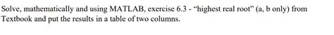 Solved Solve Mathematically And Using MATLAB Exercise Chegg
