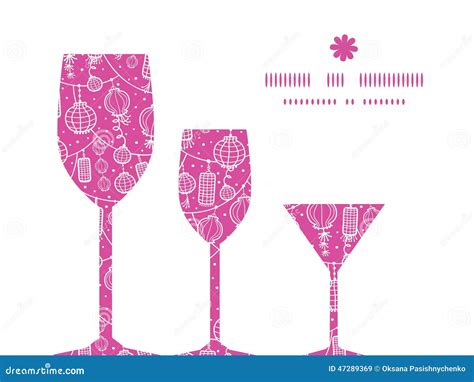 Vector Holiday Lanterns Line Art Three Wine Stock Vector Illustration