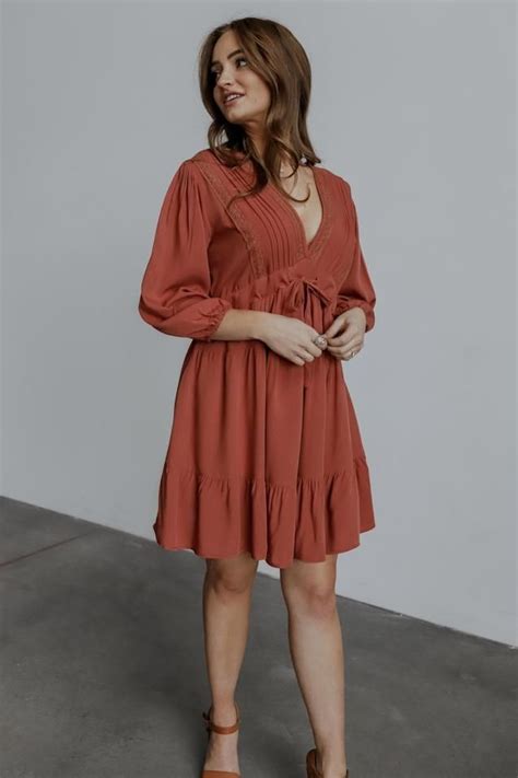 Amelia Boho Mini Dress Rust Boho Mini Dress Mini Dress Rust Dress