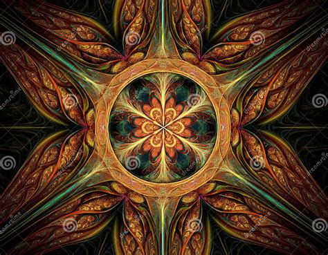 Intricate Geometric Fractals Abstract Digital Symmetry In Complex Mathematical Patterns Stock