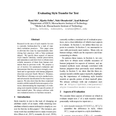 Evaluating Style Transfer For Text Acl Anthology