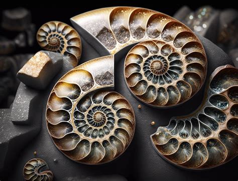 Premium Ai Image Ammonite Fossil Background Created With Generative