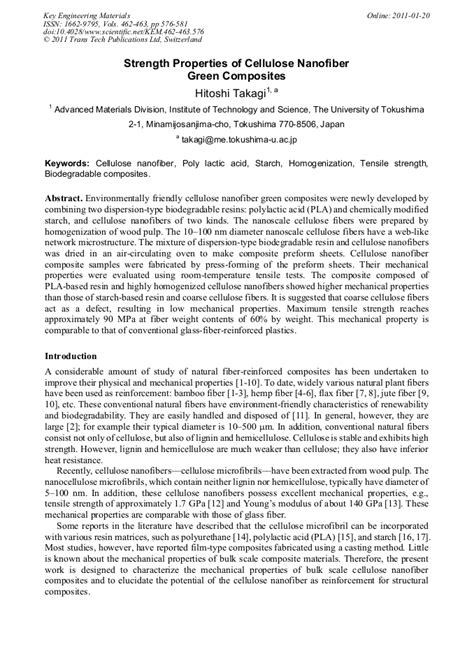 Strength Properties Of Cellulose Nanofiber Green Composites