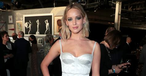 Jennifer Lawrences Sexy White Slip Dress Popsugar Fashion