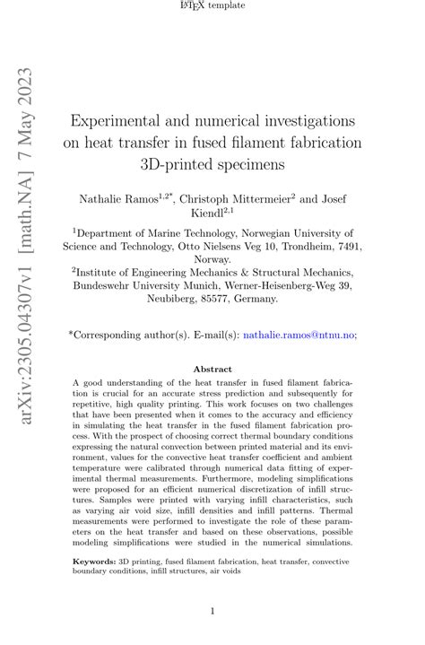 Pdf Experimental And Numerical Investigations On Heat Transfer In Fused Filament Fabrication