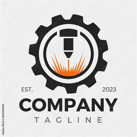 Laser Cutting Logo With Circular Gear Design Template Silhouette Isolated Cnc Machine Logo