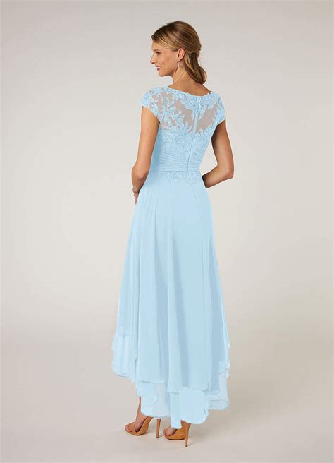 Azazie Shonda Sky Blue Lace Chiffon Dress Azazie