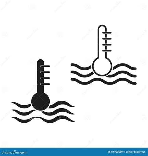 Water Temperature Indicator Silhouette Icon Mercury Thermometer And Water Drop Color Pictogram