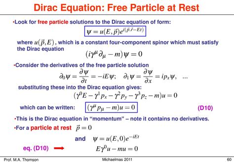 Handout 2 The Dirac Equation Ppt Download