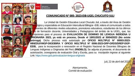 Comunicado N°005 Eib Ugel Chucuito Juli Ugel Chucuito Juli