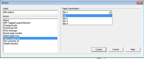 how to set input tray and output bin selection for afp in engageone