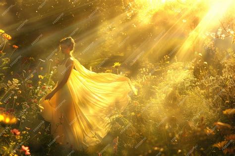 Premium Photo A Woman In A Flowing Dress Basking In Sunlight