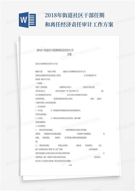 2018年街道社区干部任期和离任经济责任审计工作方案Word模板下载 编号qweywjrj 熊猫办公