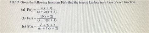 solved 13 17 given the following functions f s find the