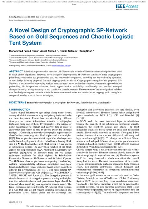 Pdf A Novel Design Of Cryptographic Sp Network Based On Gold