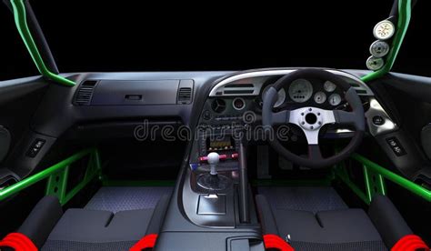 3d Model Of The Interior Of A Coupe Car With A Sporty Interior Layout Stock Illustration