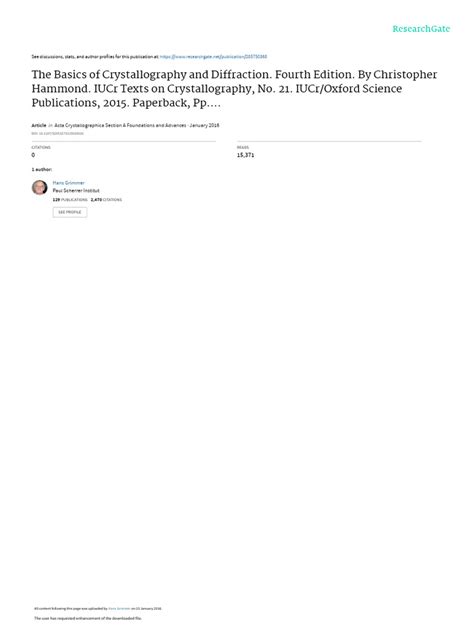 The Basics Of Crystallography And Diffraction Four Pdf Crystal Structure X Ray Crystallography