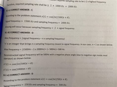 sampling question how to find alias frequency when undersampling 8 1