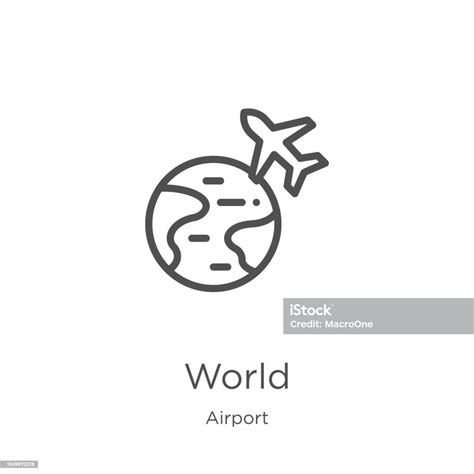從機場收集的世界圖示向量細線世界輪廓圖示向量插圖輪廓 細線世界圖示的網站設計和移動 應用程式開發向量圖形及更多互聯網圖片 Istock