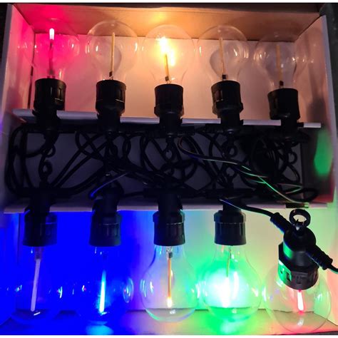 Светещ гирлянд 5 м с 10 Led крушки свързващ се 6w цветен
