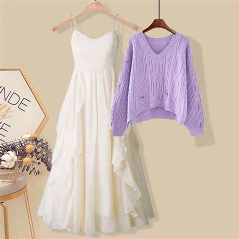 Colourp Women Spring Dresses Two Pieces Sets Korean Long Sleeve