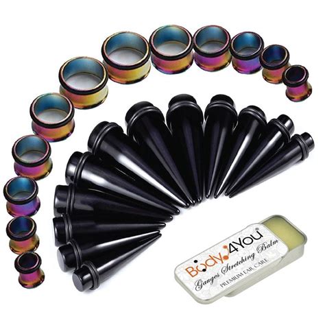 25pc Big Gauges Kit Ear Stretching Aftercare Balm 00g 20mm Surgical