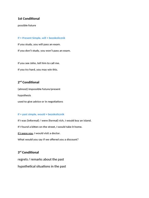 1st 2nd 3rd Conditional Pdf