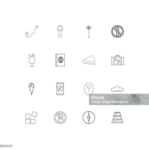 여행 및 관광 선형 얇은 아이콘 설정합니다 간단한 벡터 아이콘 설명 0명에 대한 스톡 벡터 아트 및 기타 이미지 0명 냉동