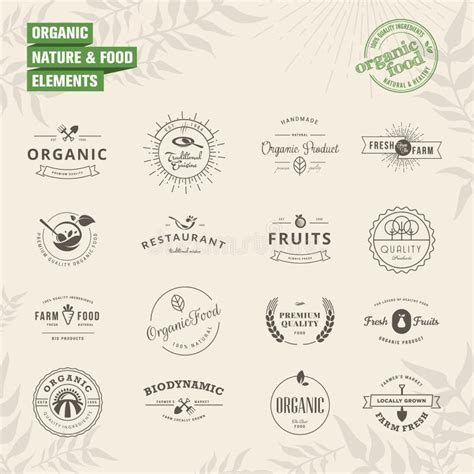 Set Of Vintage Style Elements For Labels And Badges For Natural Food