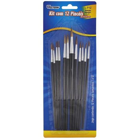 Kit Pinceis Tam Ao Chato Artesanato Escolar Tela OFERTAS Vazlon Brasil