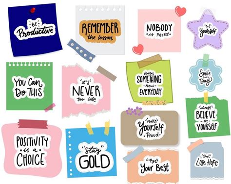 Affirmations Sticky Notes Png Printable Stickers Inspirational Png