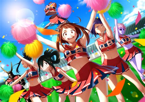 Arkray Ashido Mina Asui Tsuyu Black Hair Blonde Hair Blue Eyes Blue