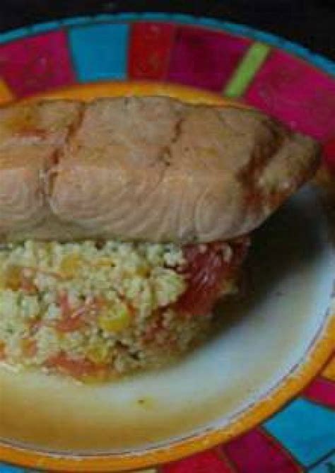 Saumon sauce agrumes sur lit de taboulé en chaud froid