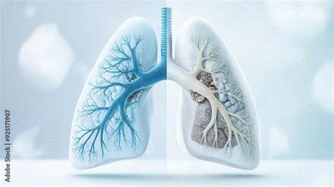 Side By Side Comparison Of A Healthy Lung And A Lung With Advanced Copd Highlighting Structural