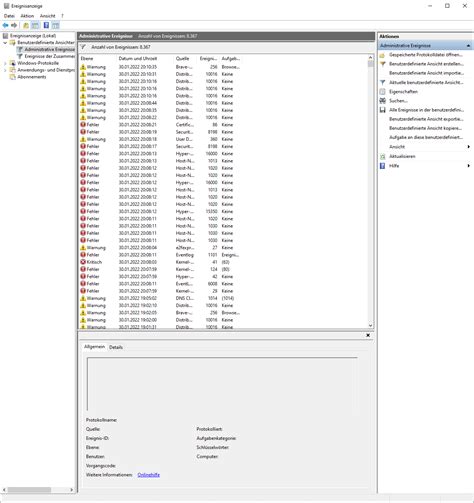 Errors Warnings And Critical Errors In The Event Viewer On Windows