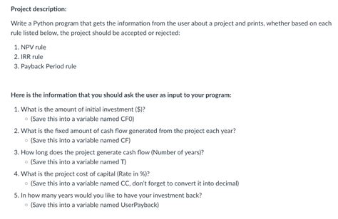 Solved Project Description Write A Python Program That Gets Chegg