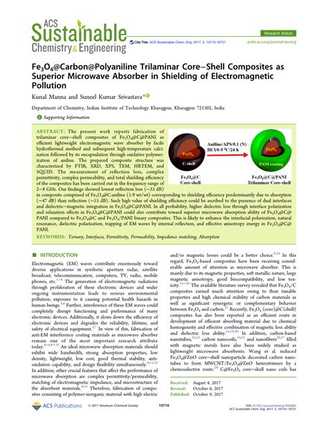 Pdf Fe3o4carbonpolyaniline Trilaminar Core Shell Composites As