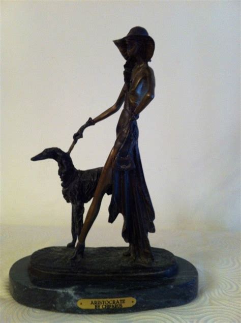 Dh Chiparus Aristocrat Bronze Art Deco Sculpture Lady And Dog Art