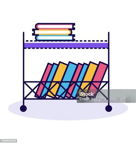 다양한 학습 책 라인 학교 교과서 및 핸드북 거짓말 랙 평면 벡터 일러스트 레이 션과 개념 책장 흰색 절연 0명에 대한 스톡 벡터 아트 및 기타 이미지 Istock