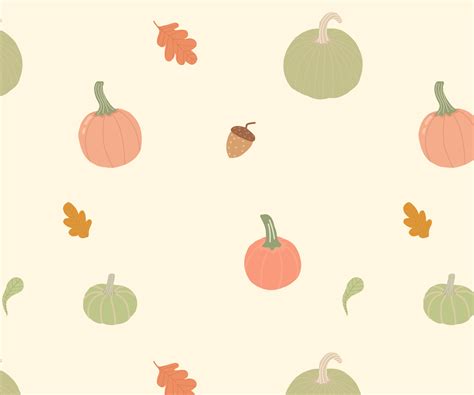 Cute Autumn Pattern Drawn Elements Of Autumn Pumpkins Acorns Leaves On The Pattern For